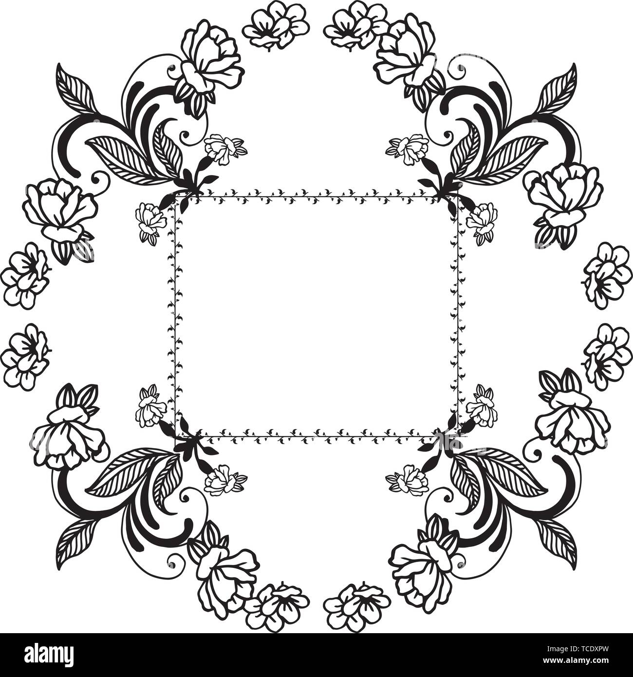 Vector illustration greeting card with decoration flower frame hand ...