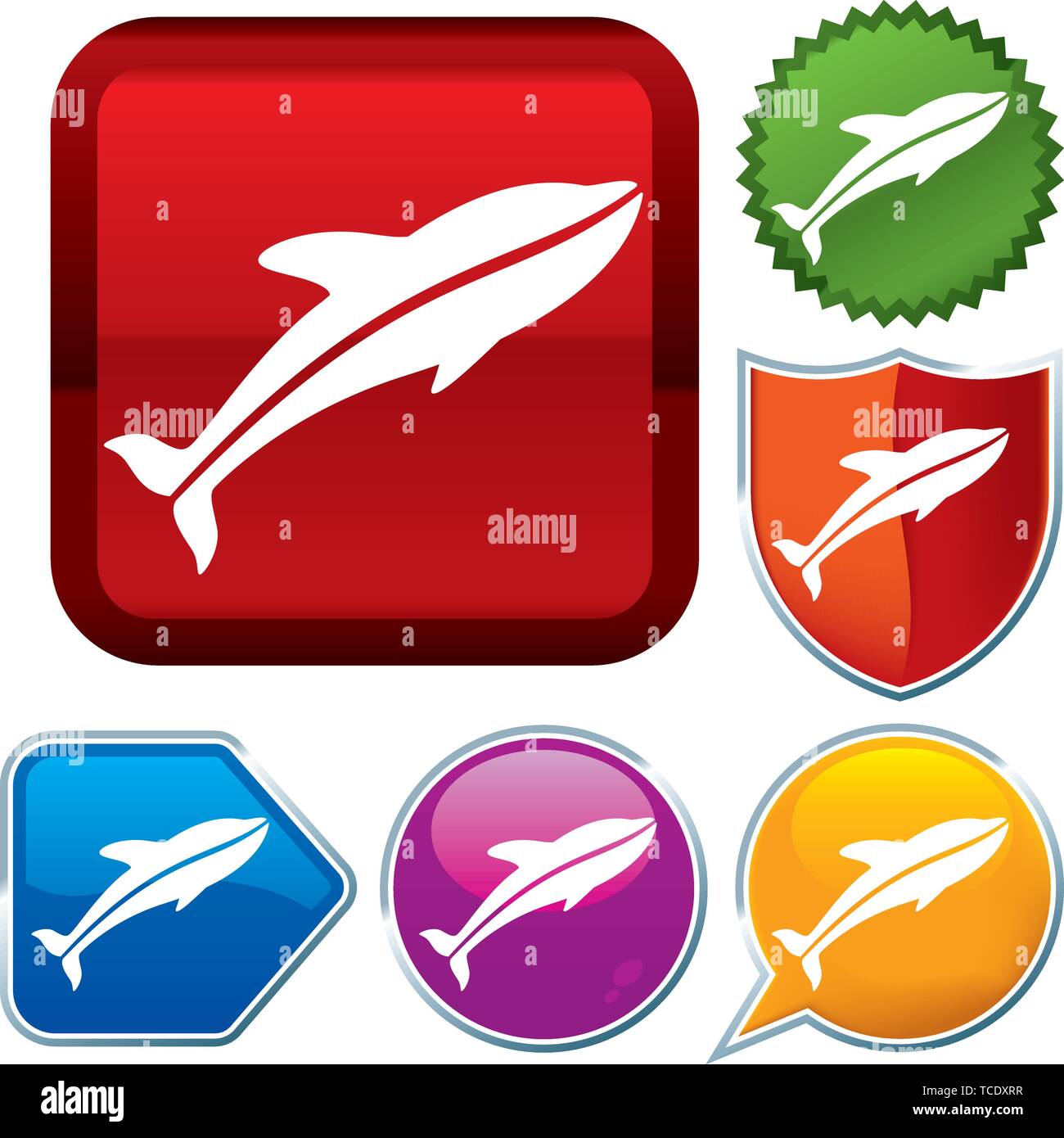 Vector illustration. Set shiny icon series on buttons. Dolphin Stock ...