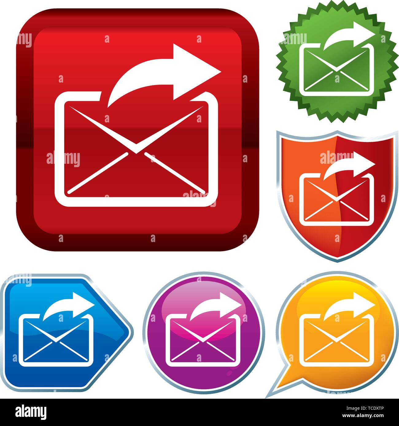 Red e mail symbol on white Stock Vector Images - Alamy