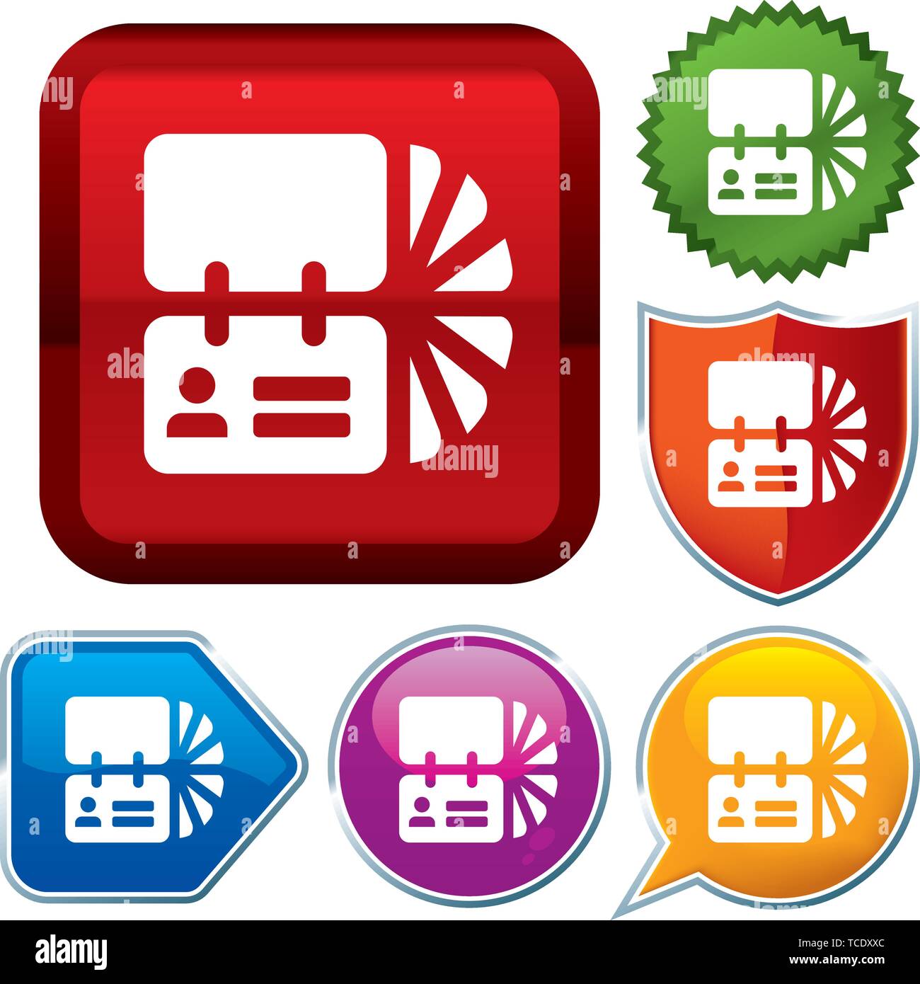 Vector illustration. Set shiny icon series on buttons. Card holder ...