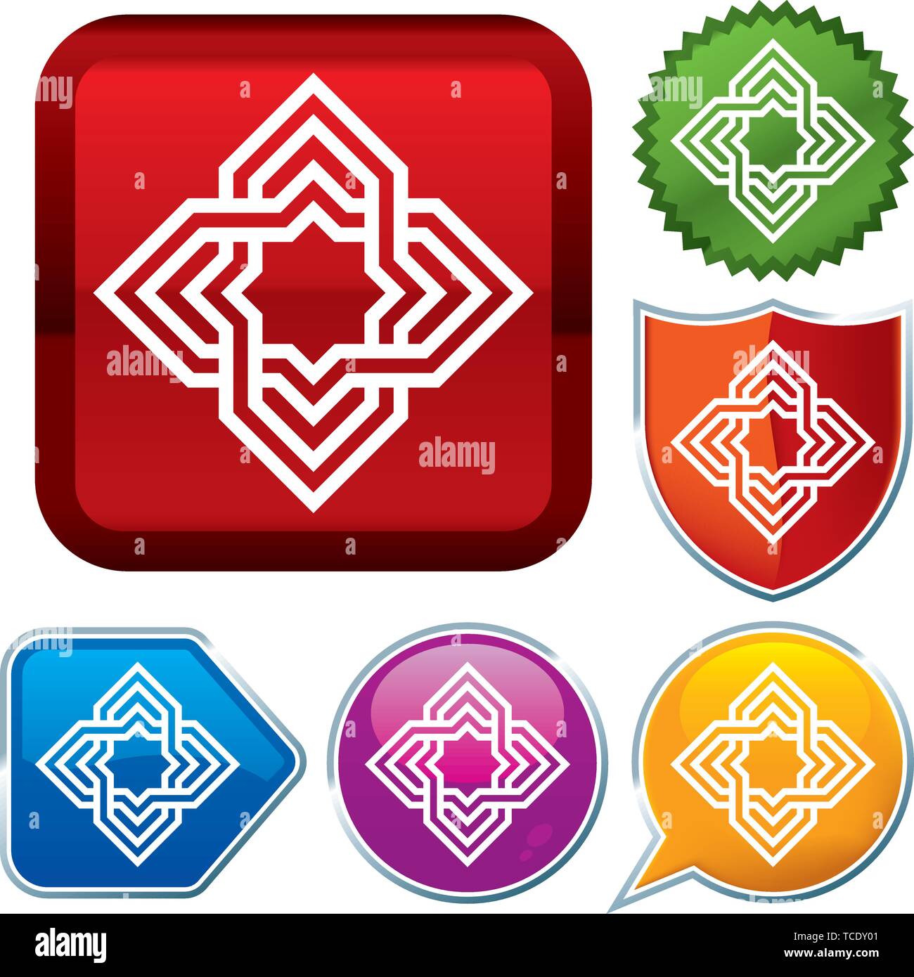 Vector illustration. Set shiny icon series on buttons. Geometry Stock ...