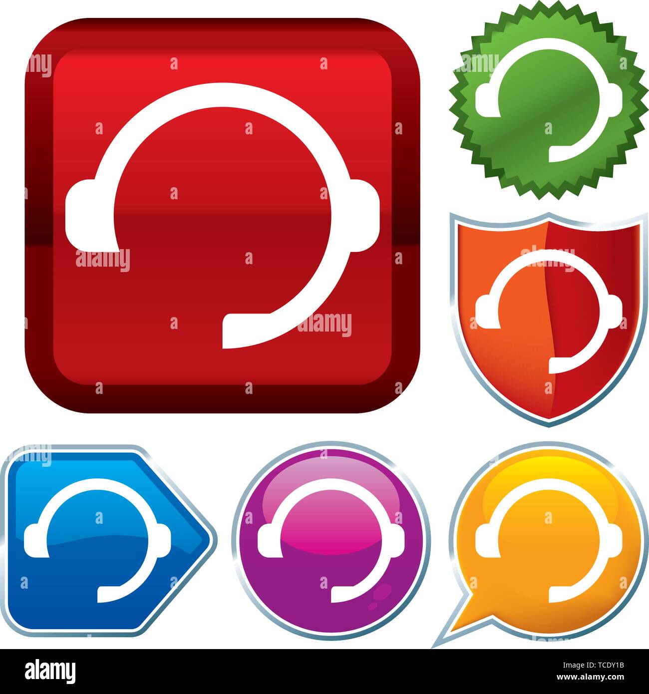 Vector illustration. Set shiny icon series on buttons. Headphone Stock ...