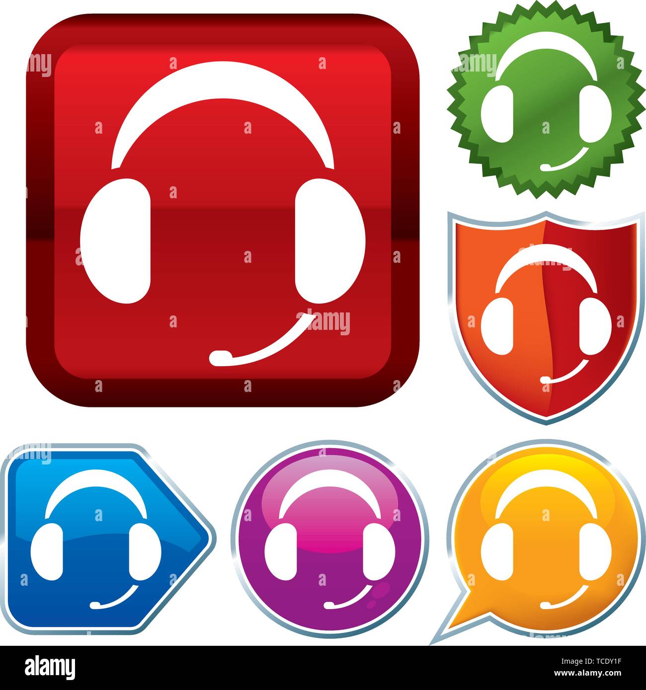 Vector illustration. Set shiny icon series on buttons. Headphone Stock ...