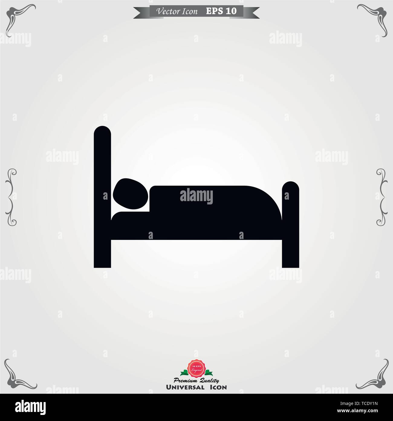 Bed Icon vector. Simple flat symbol. Black pictogram illustration on ...