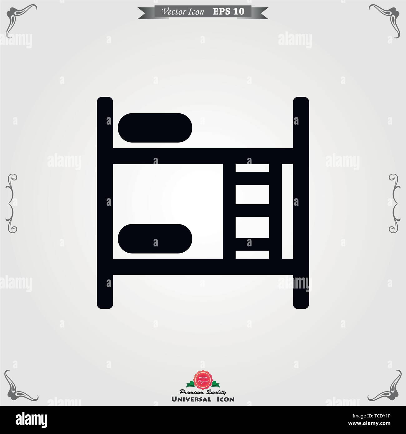 Bed Icon vector. Simple flat symbol. Black pictogram illustration on ...