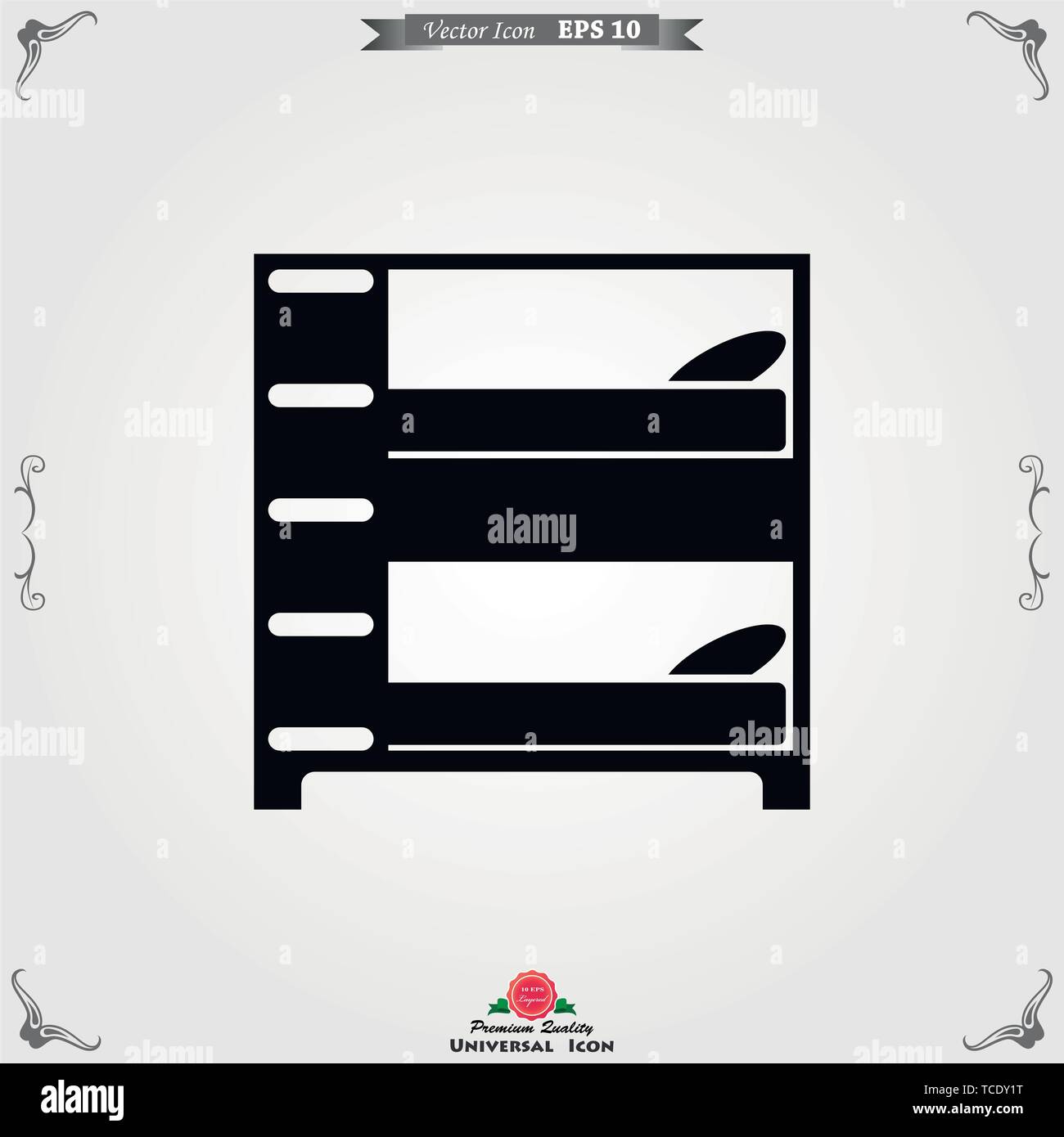 Bed Icon vector. Simple flat symbol. Black pictogram illustration on ...