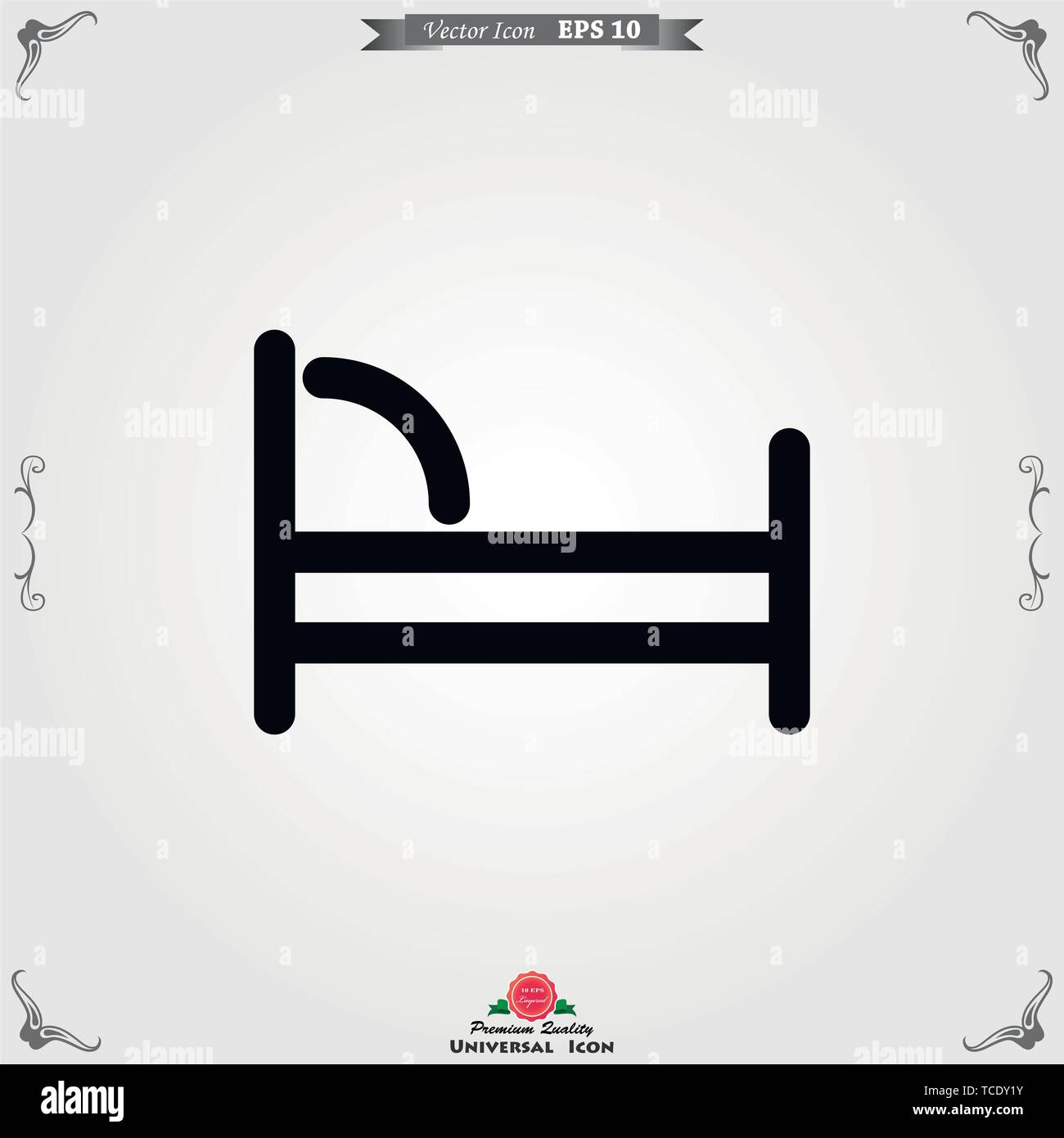 Bed Icon vector. Simple flat symbol. Black pictogram illustration on ...
