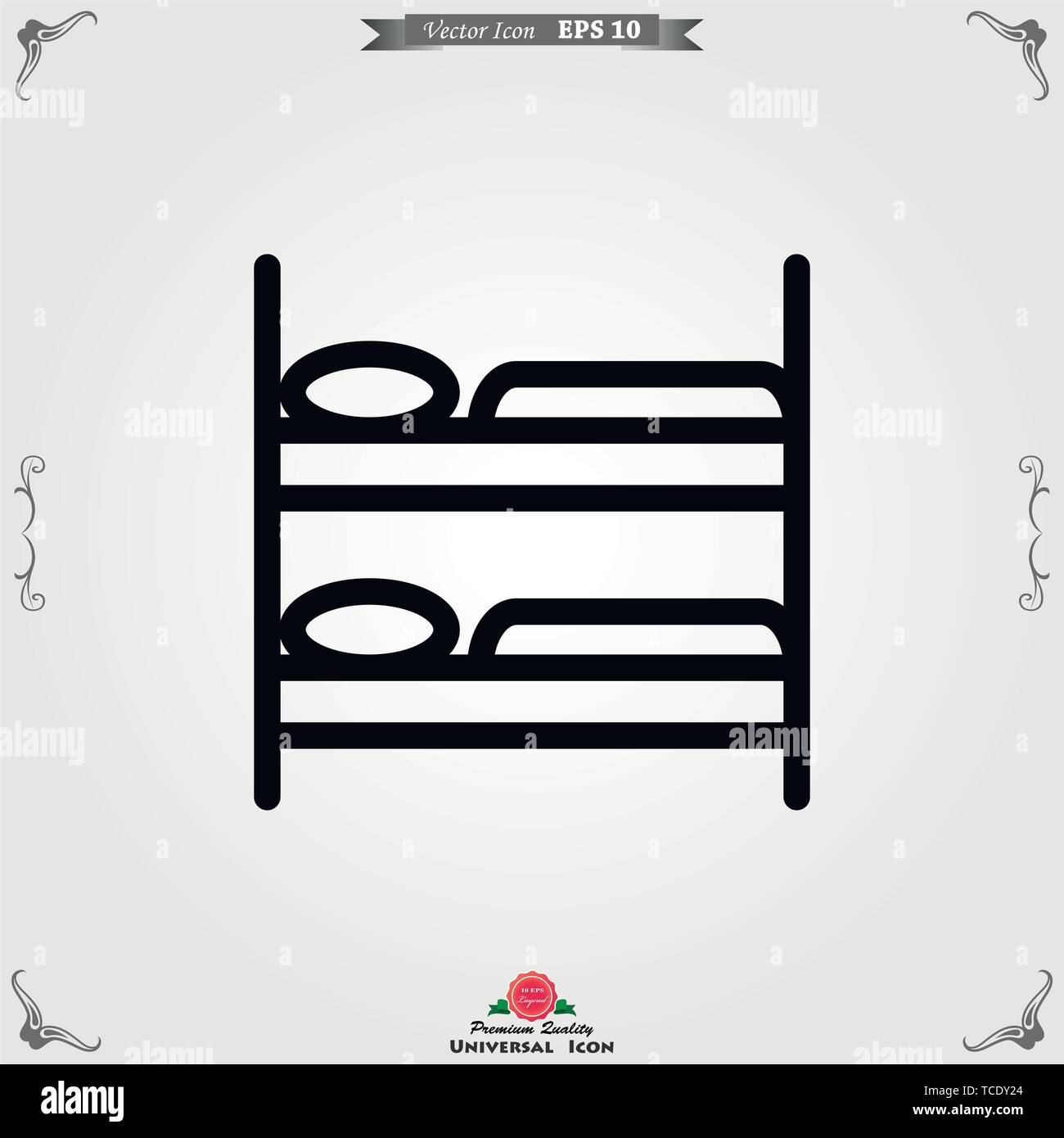 Bed Icon vector. Simple flat symbol. Black pictogram illustration on ...