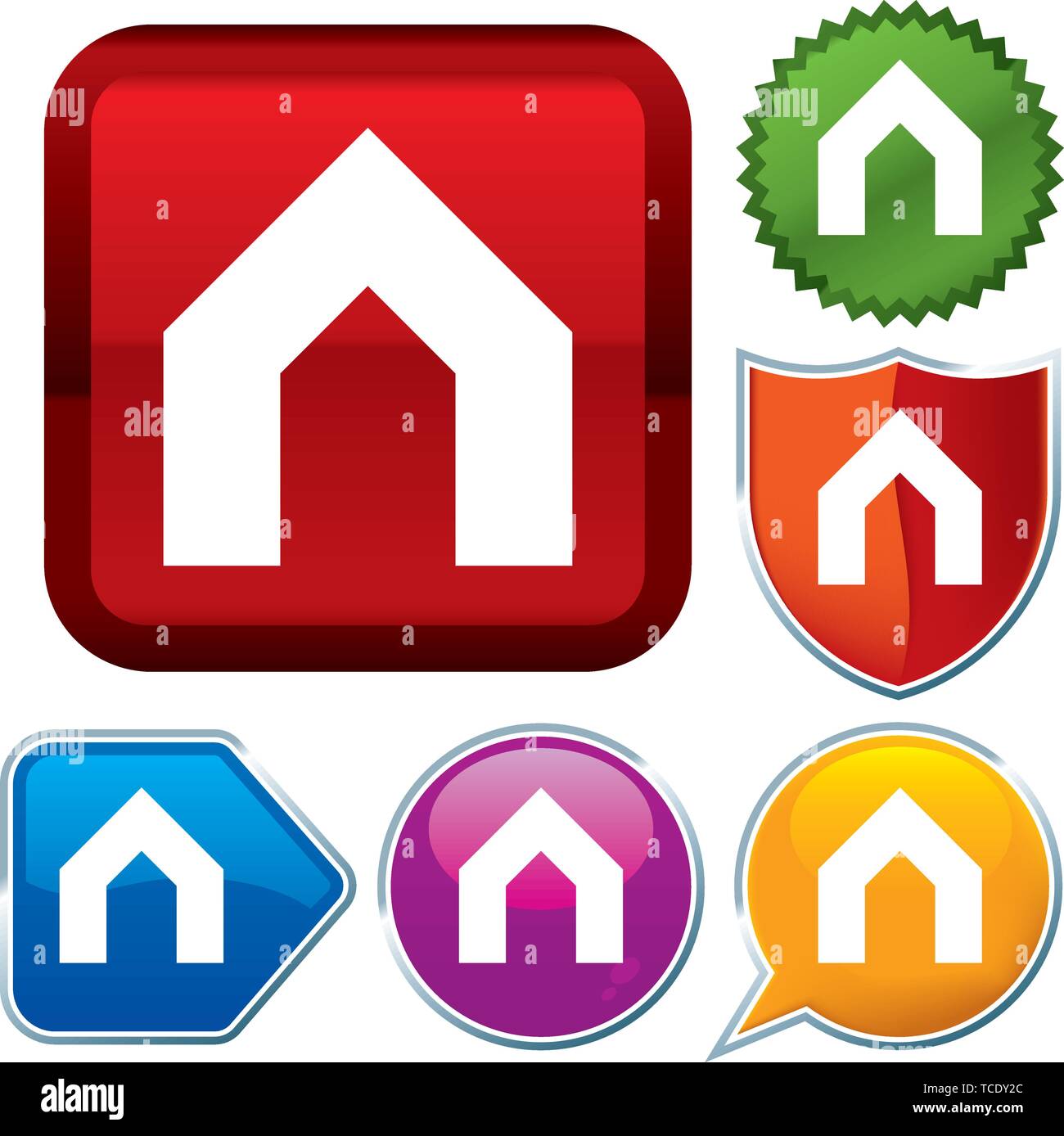 Vector illustration. Set shiny icon series on buttons. House Stock ...