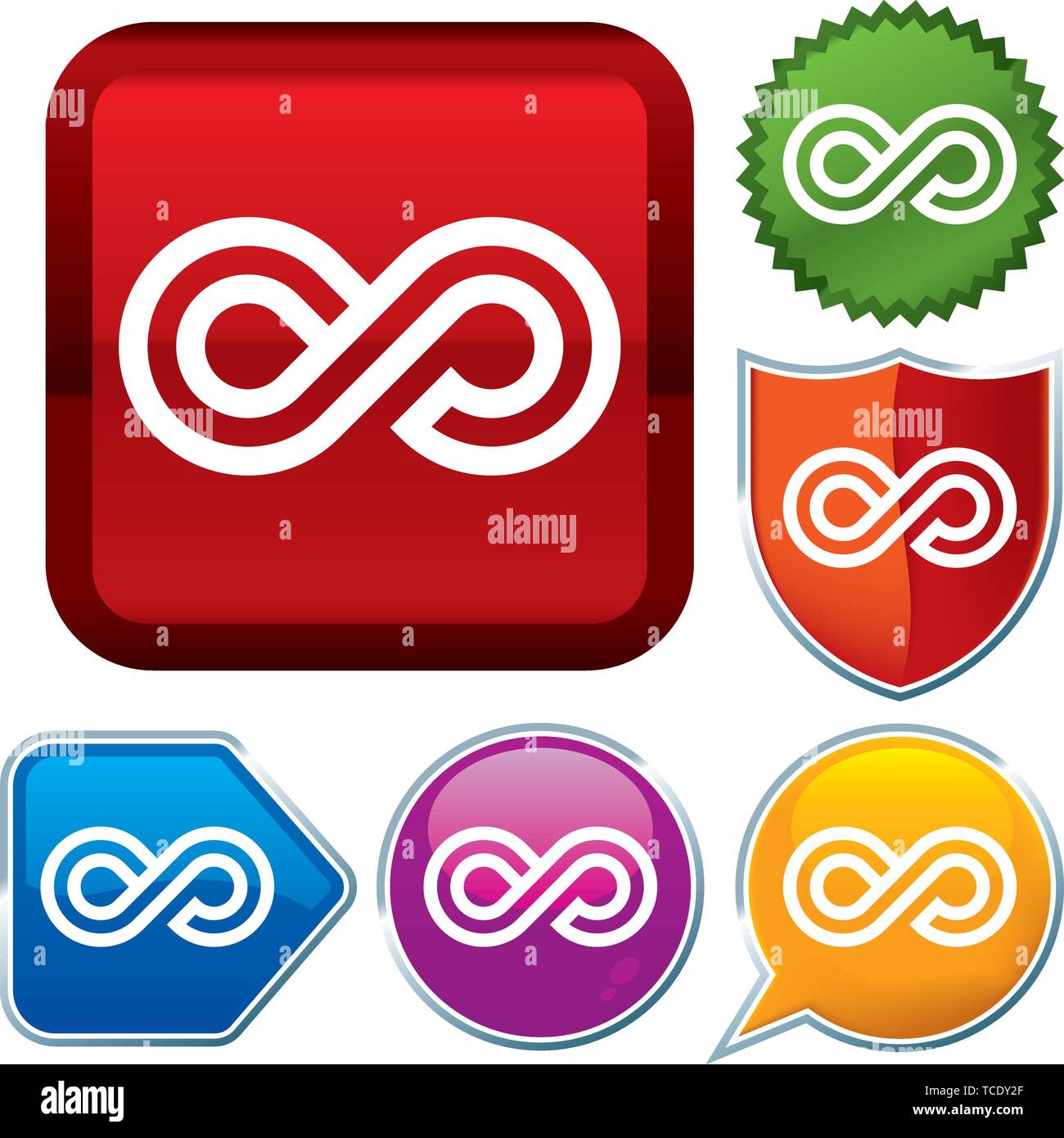 Vector illustration. Set shiny icon series on buttons. Infinite Stock ...