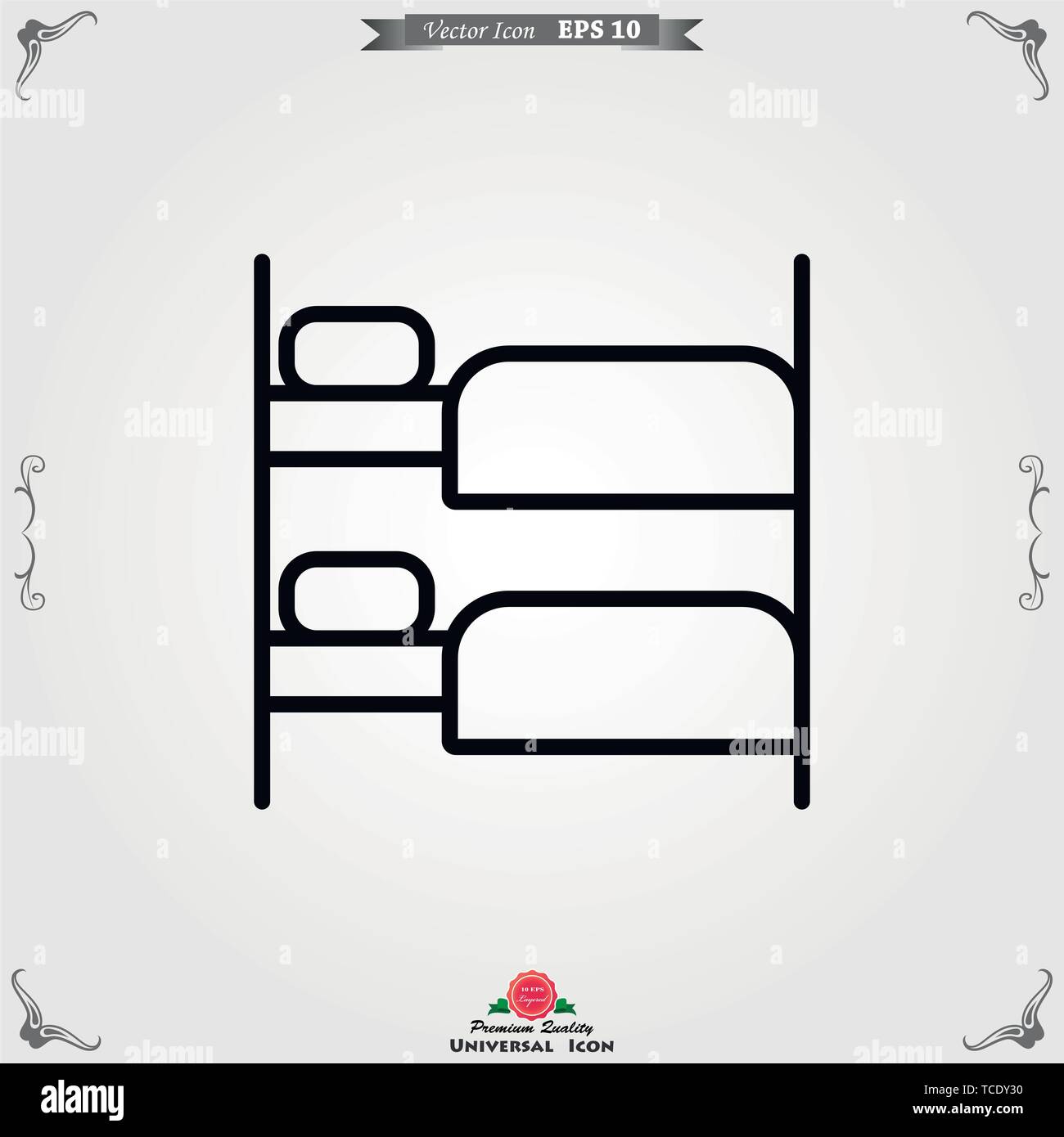 Bed Icon vector. Simple flat symbol. Black pictogram illustration on ...