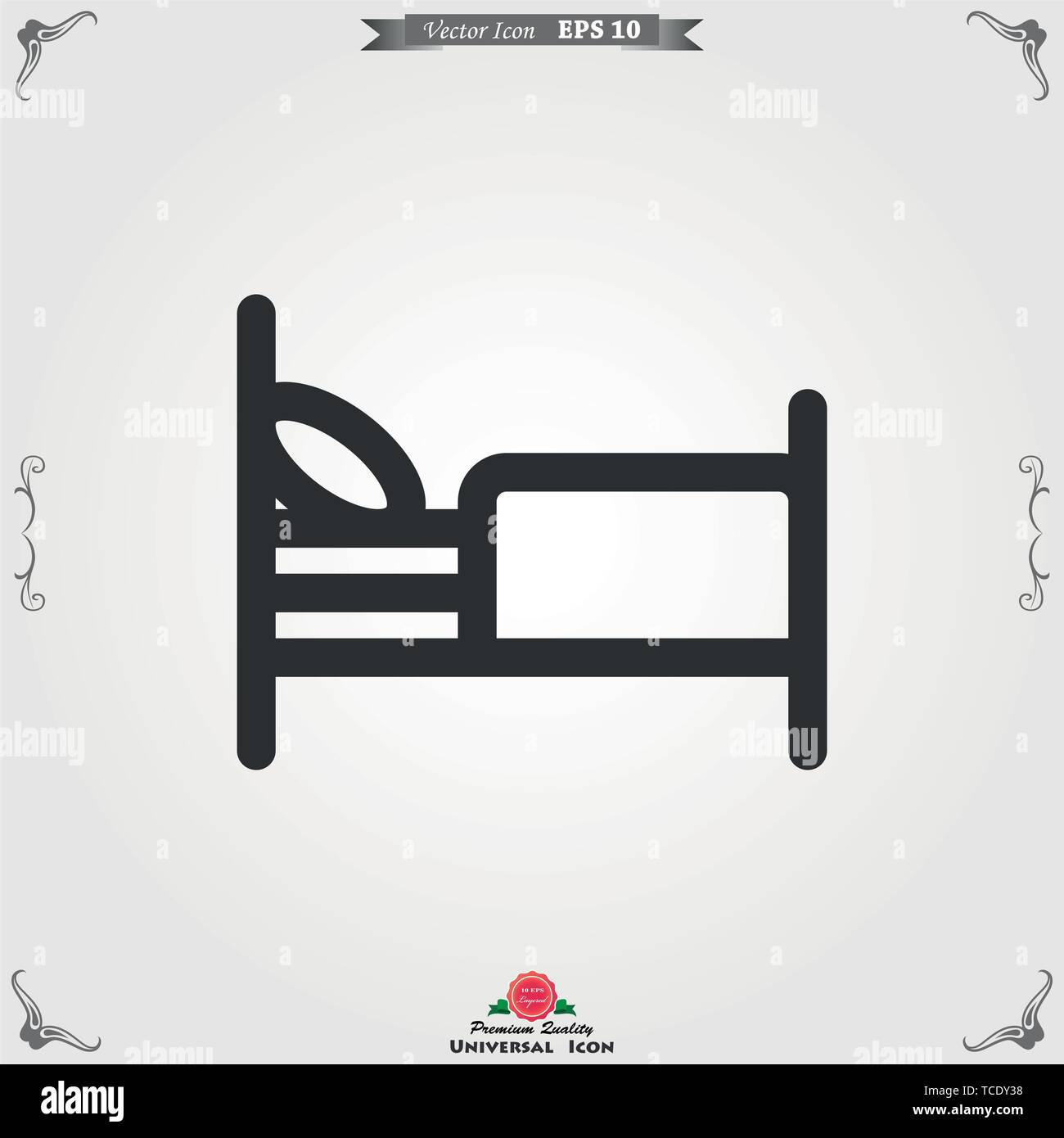 Bed Icon vector. Simple flat symbol. Black pictogram illustration on ...
