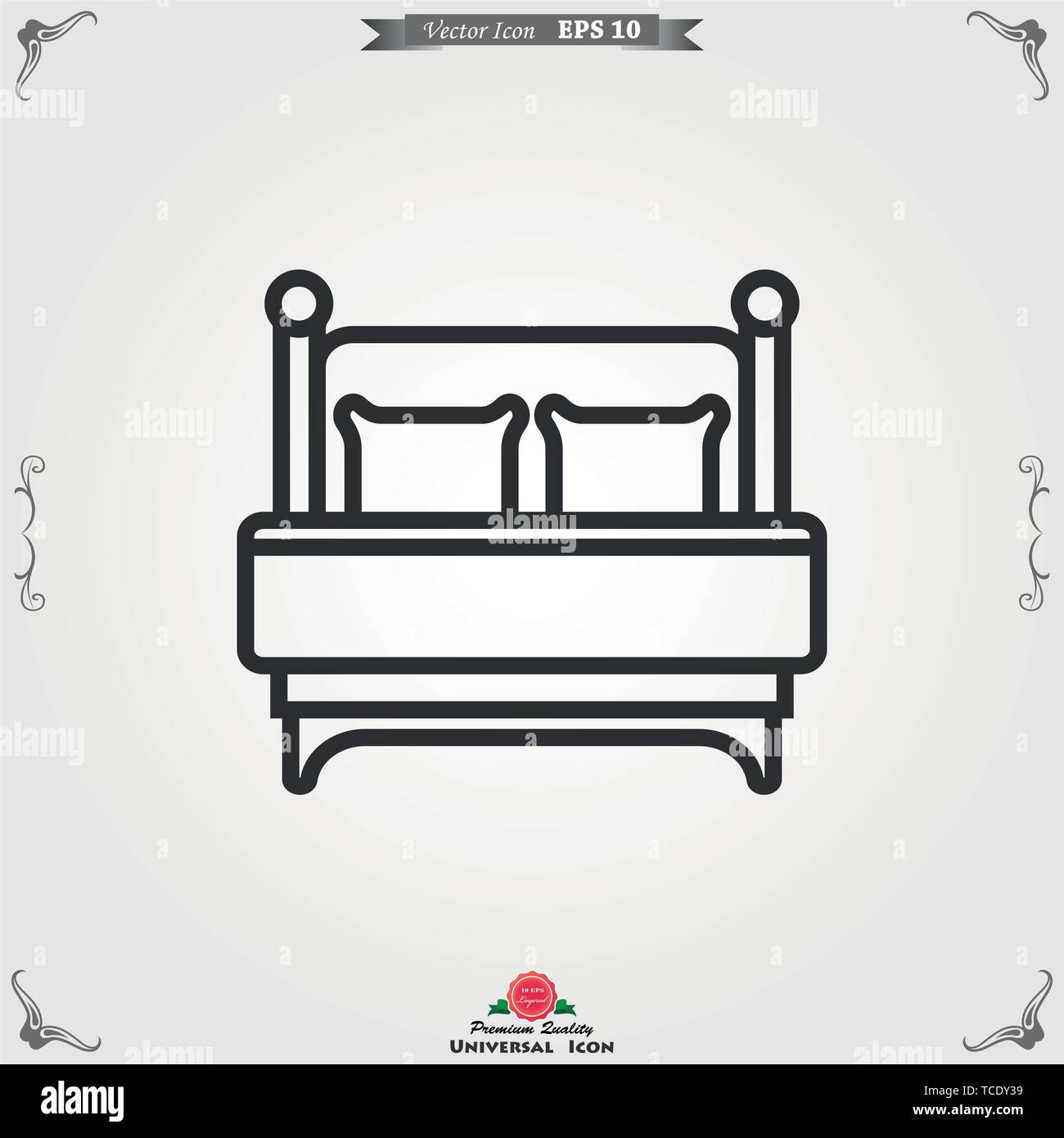 Bed Icon vector. Simple flat symbol. Black pictogram illustration on ...