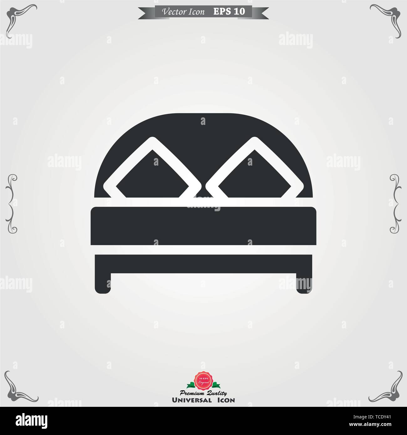 Bed Icon vector. Simple flat symbol. Black pictogram illustration on ...