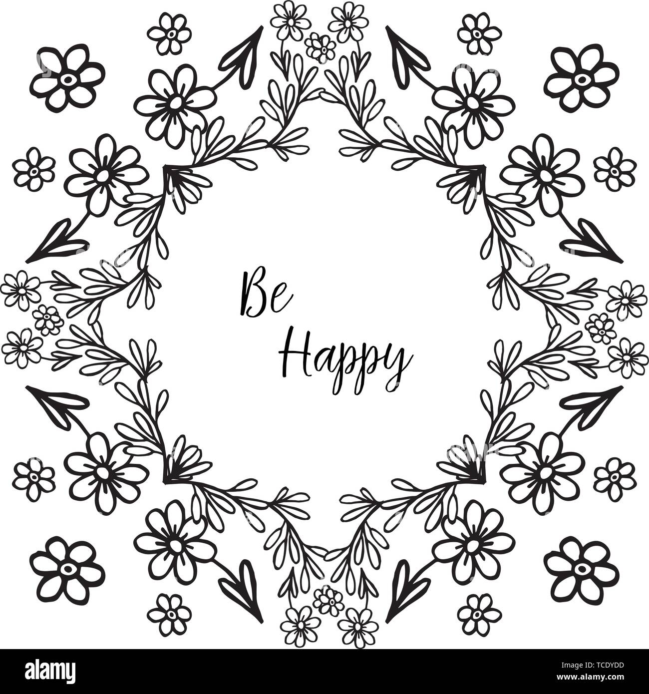 Vector illustration pattern wreath frame for lettering be happy of hand ...