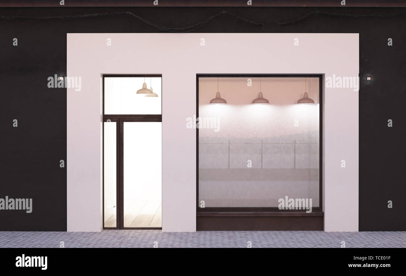 white storefront mockup 3d rendering Stock Photo - Alamy