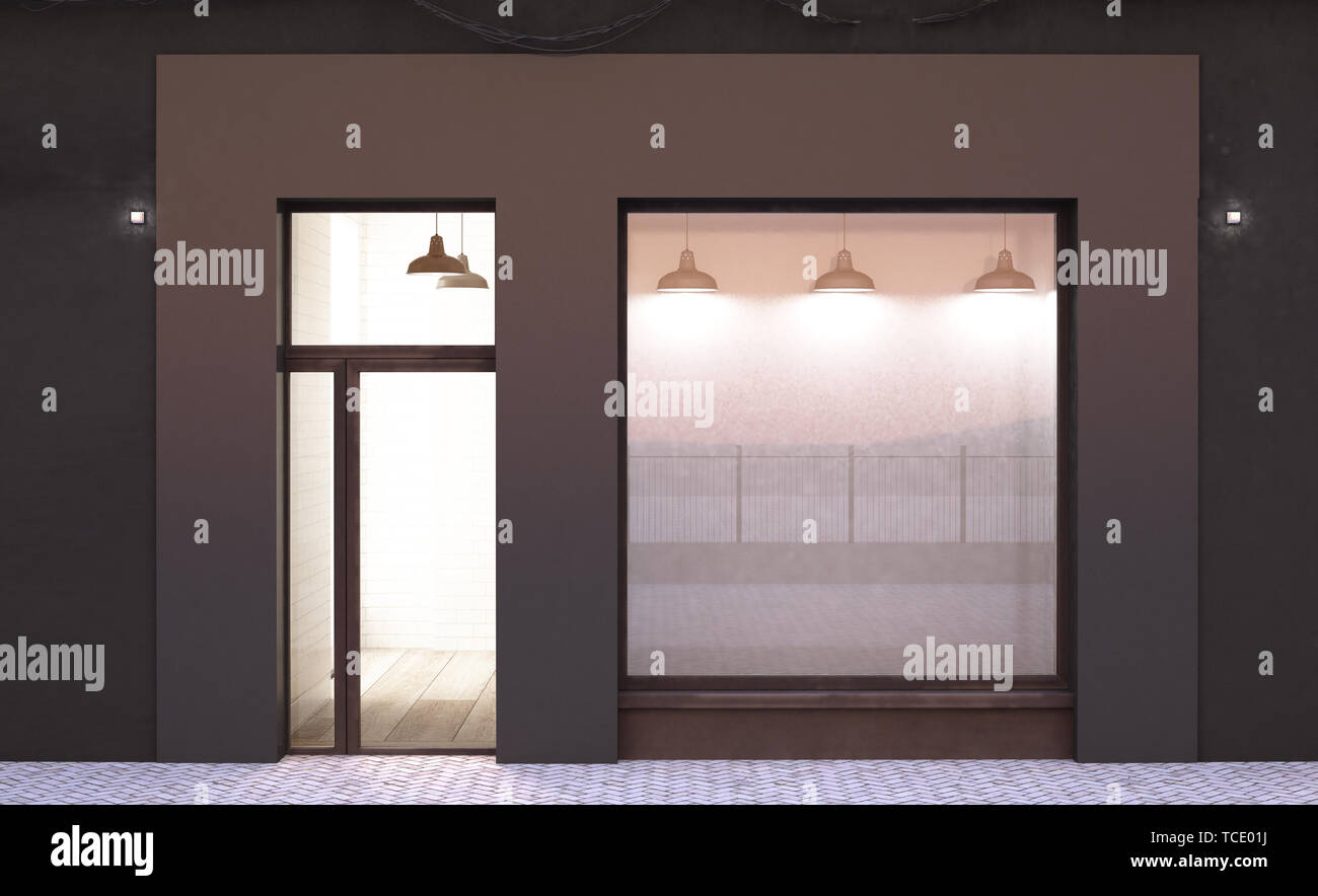 storefront or shopfront mockup 3d rendering Stock Photo - Alamy