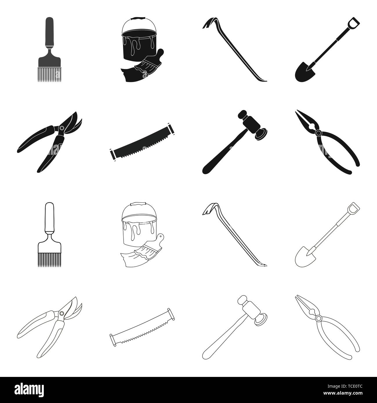 brush,bar,shovel,pliers,paint,pinch,silhouette,cut,handle,tools,dig ...