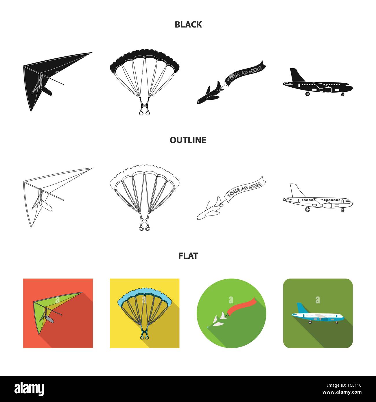 airplane,parachute,aircraft,commercial,aeroplane,plane,jet,mockup,front ...