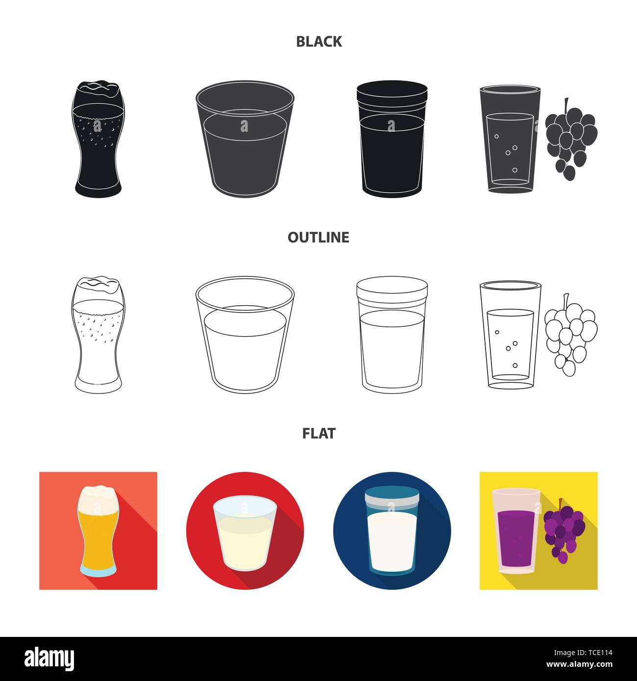 Vector illustration of glass and transparent symbol. Set of glass and ...