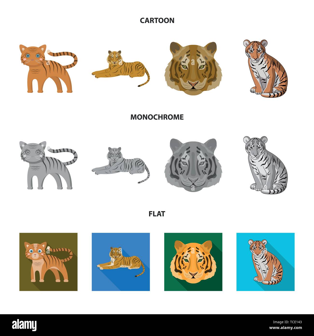 Vector illustration of tiger and asian logo. Set of tiger and tattoo ...