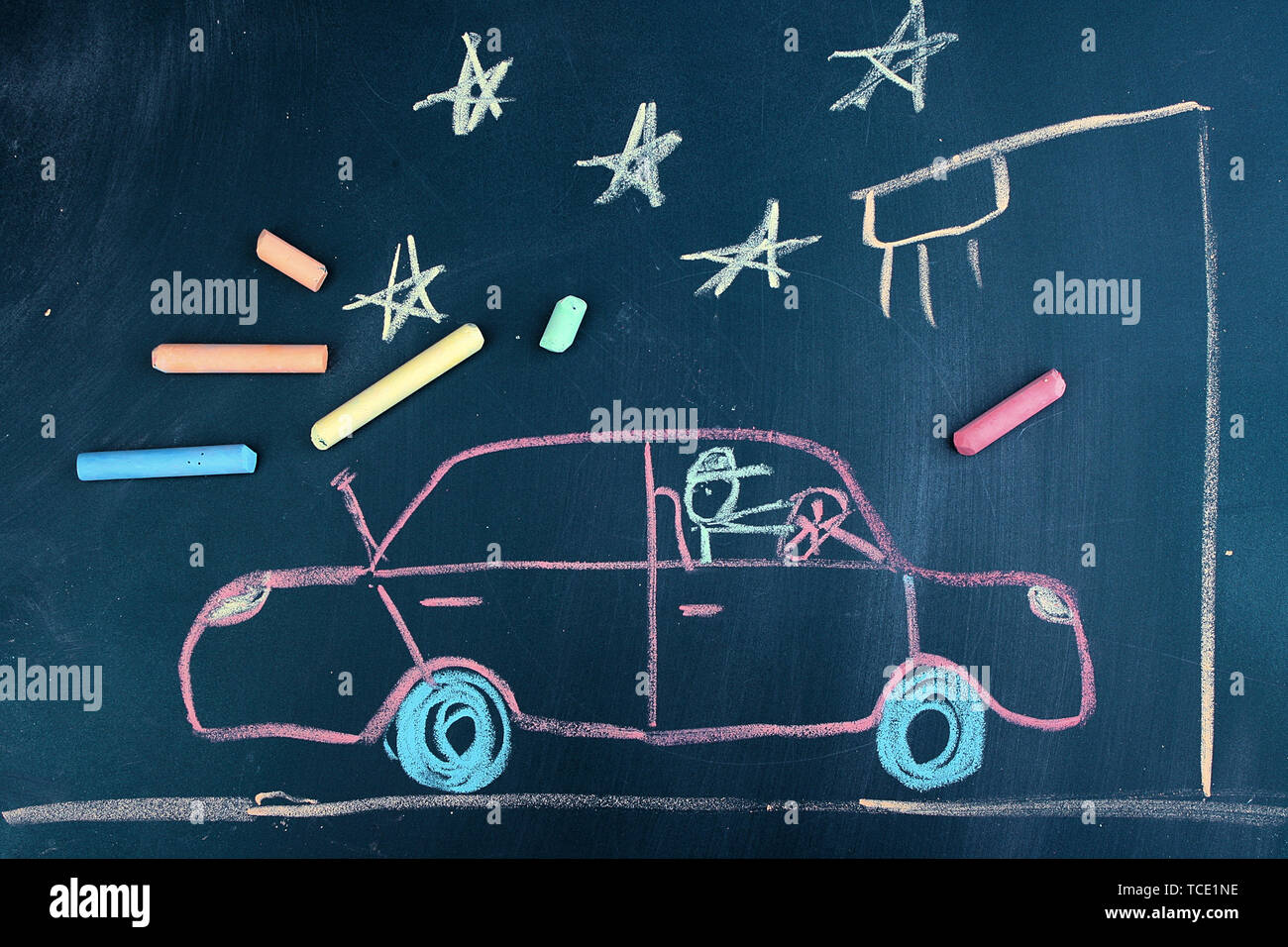 Car drawing on chalkboard car hi-res stock photography and images - Alamy