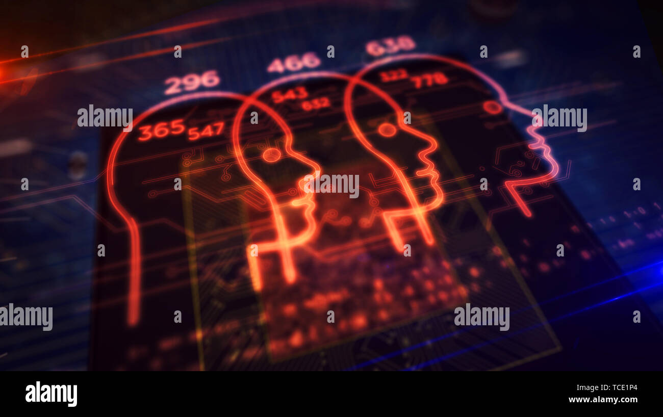 Social scoring and ranking concept with people shape hologram over cpu ...
