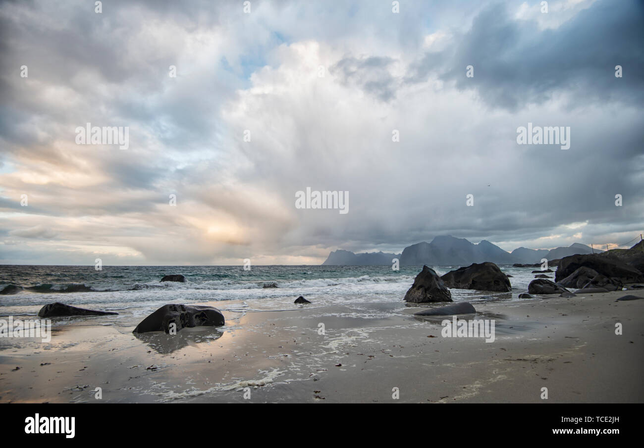 Beach at Myrland, Flakstad, Lofoten, Nordland, Norway Stock Photo - Alamy