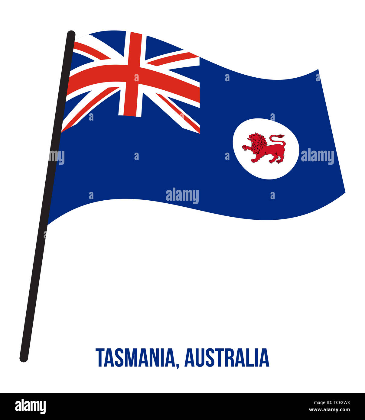 Tasmania (Tas) Flag Waving Vector Illustration on White Background ...