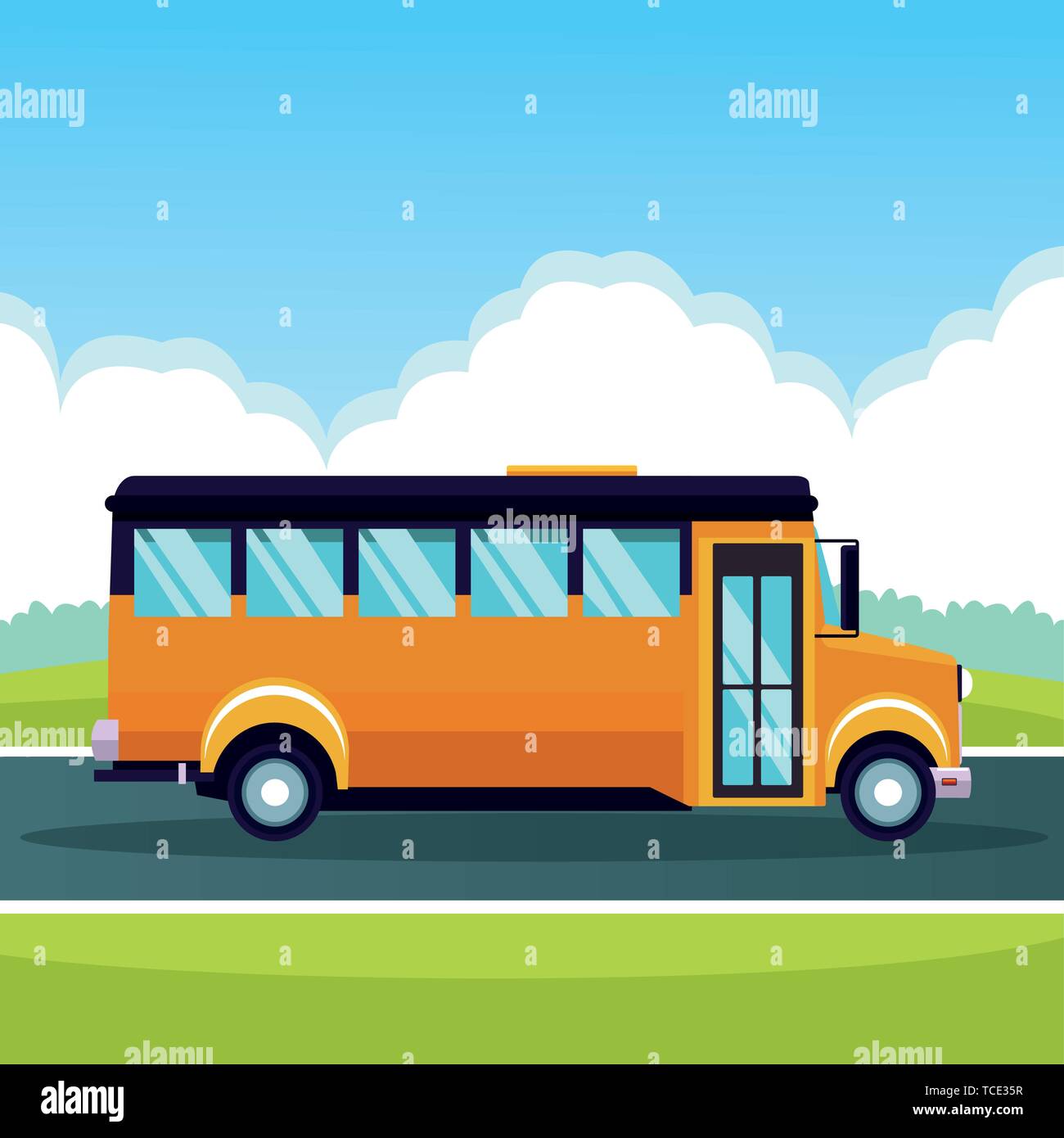 Passing school bus Stock Vector Images - Alamy