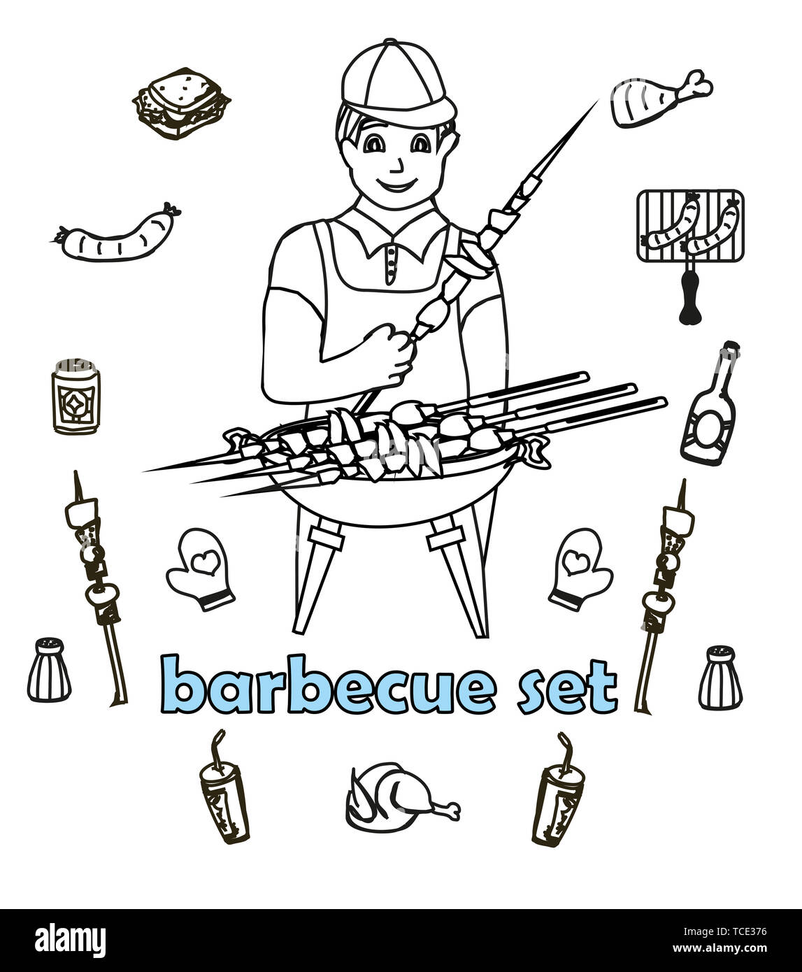 Barbecue icon set Stock Photo - Alamy