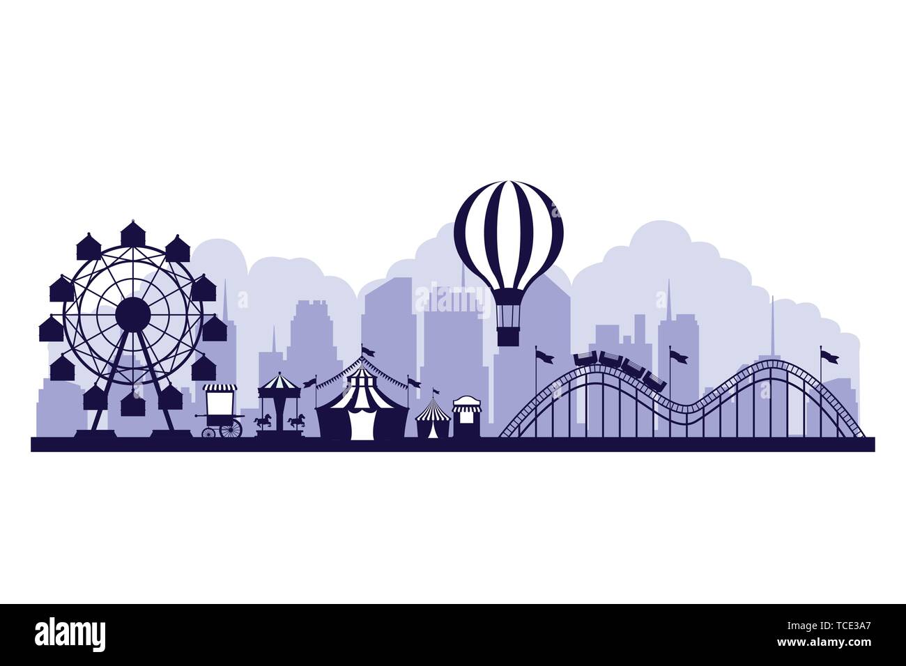 Circus festival fair scenery blue and white colors Stock Vector Image ...