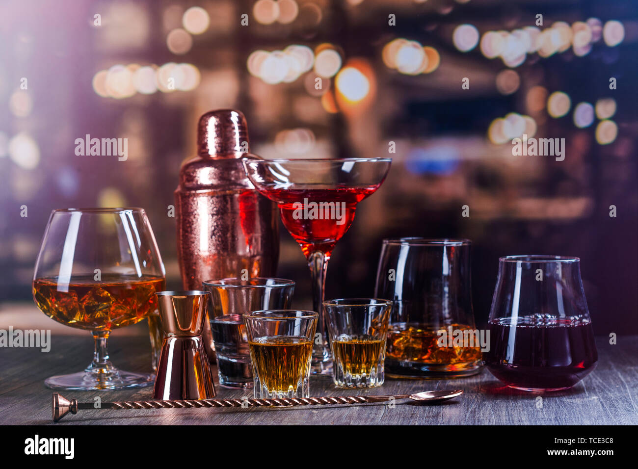 Set of strong alcohol drinks Stock Photo - Alamy