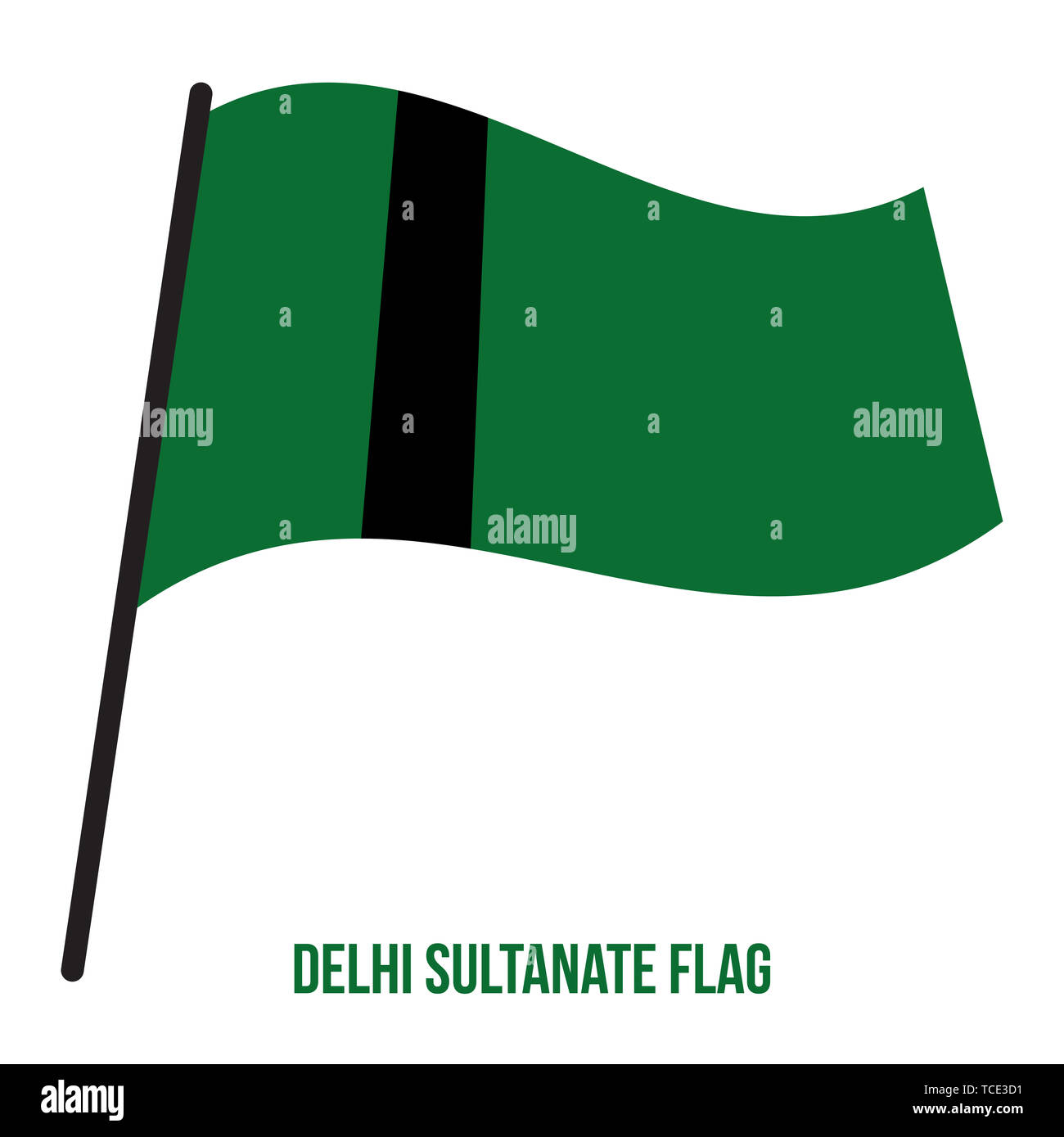 Delhi Sultanate (1235-1554) Flag Waving Vector Illustration on White ...