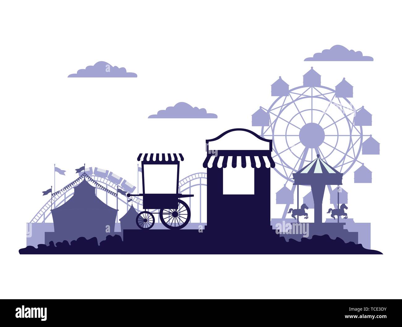 Circus festival fair scenery blue and white colors Stock Vector Image ...
