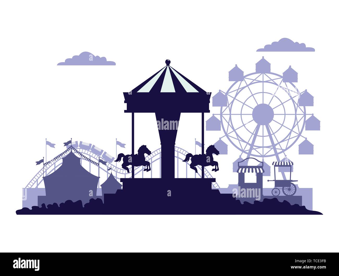 Circus festival fair scenery blue and white colors Stock Vector Image ...