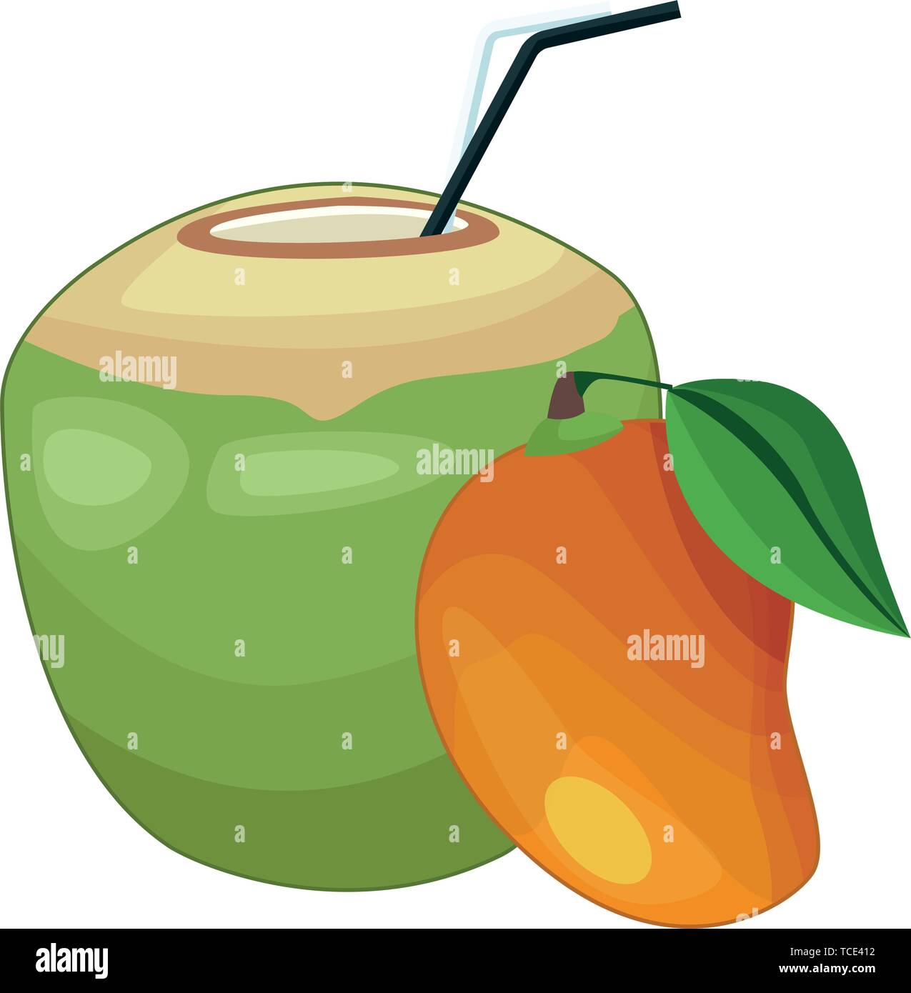 Coconut cocktail and mango fruit Stock Vector Image & Art - Alamy