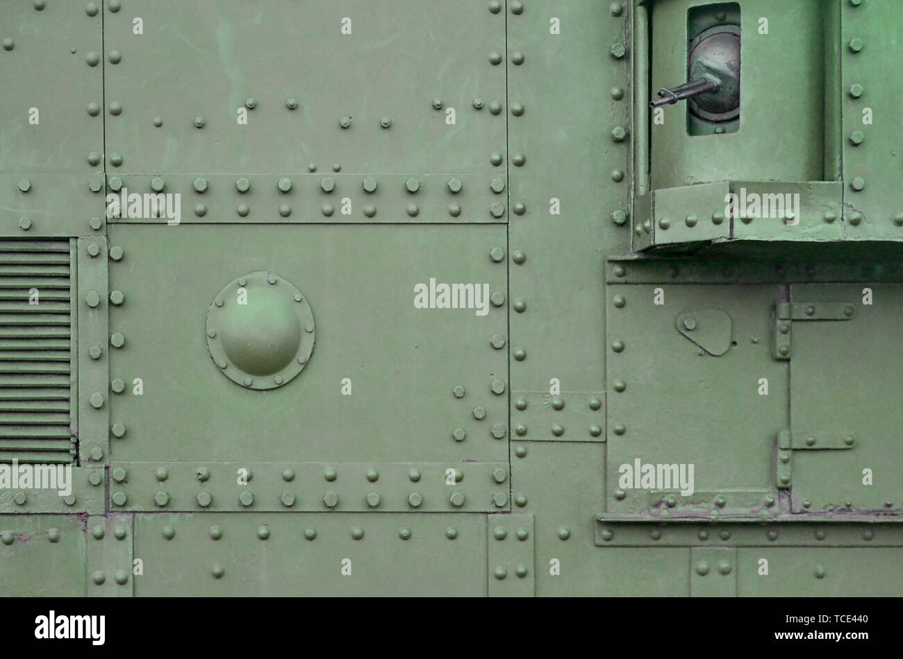 Abstract green industrial metal textured background with rivets and ...