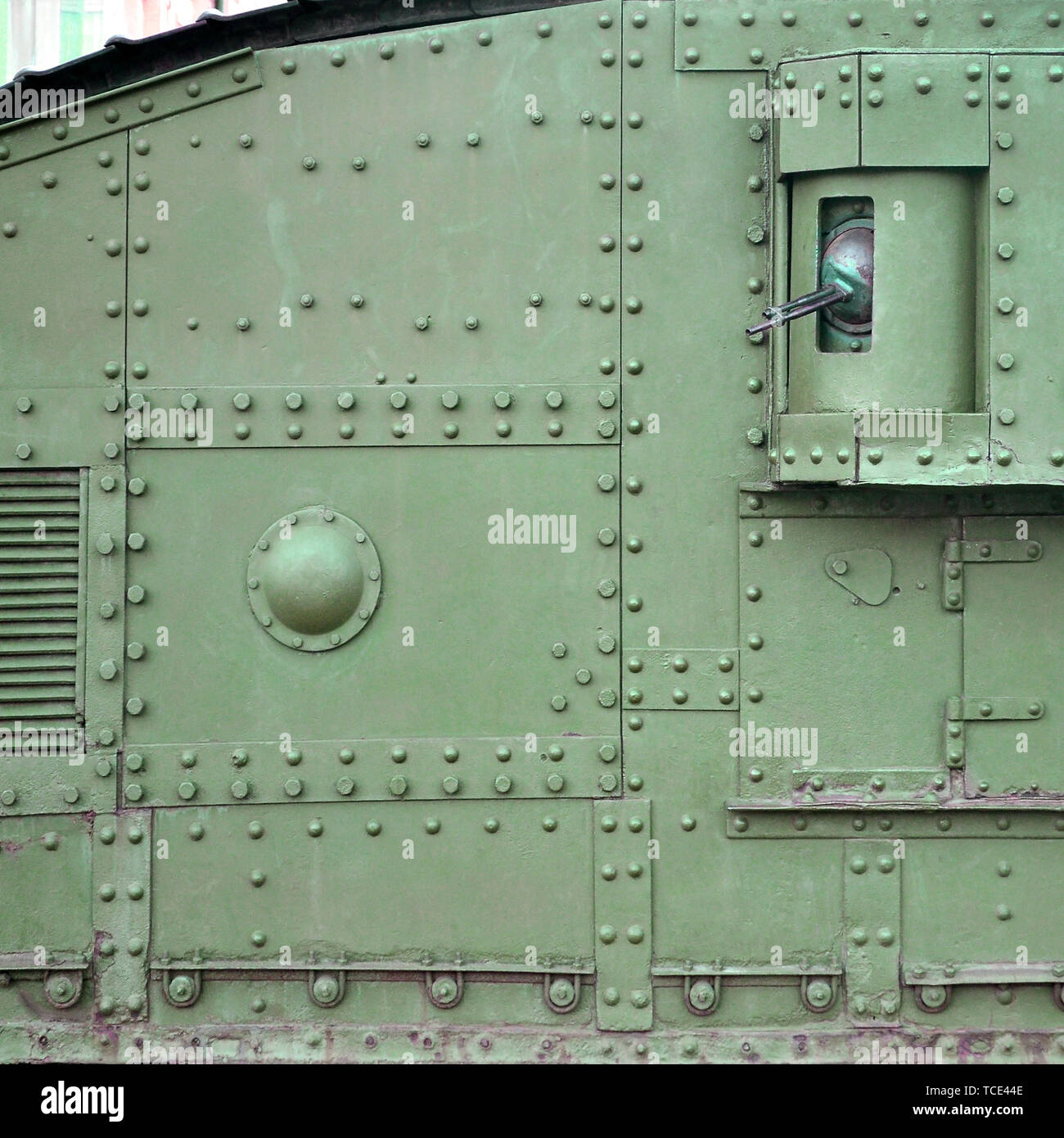 Texture of tank side wall, made of metal and reinforced with a ...