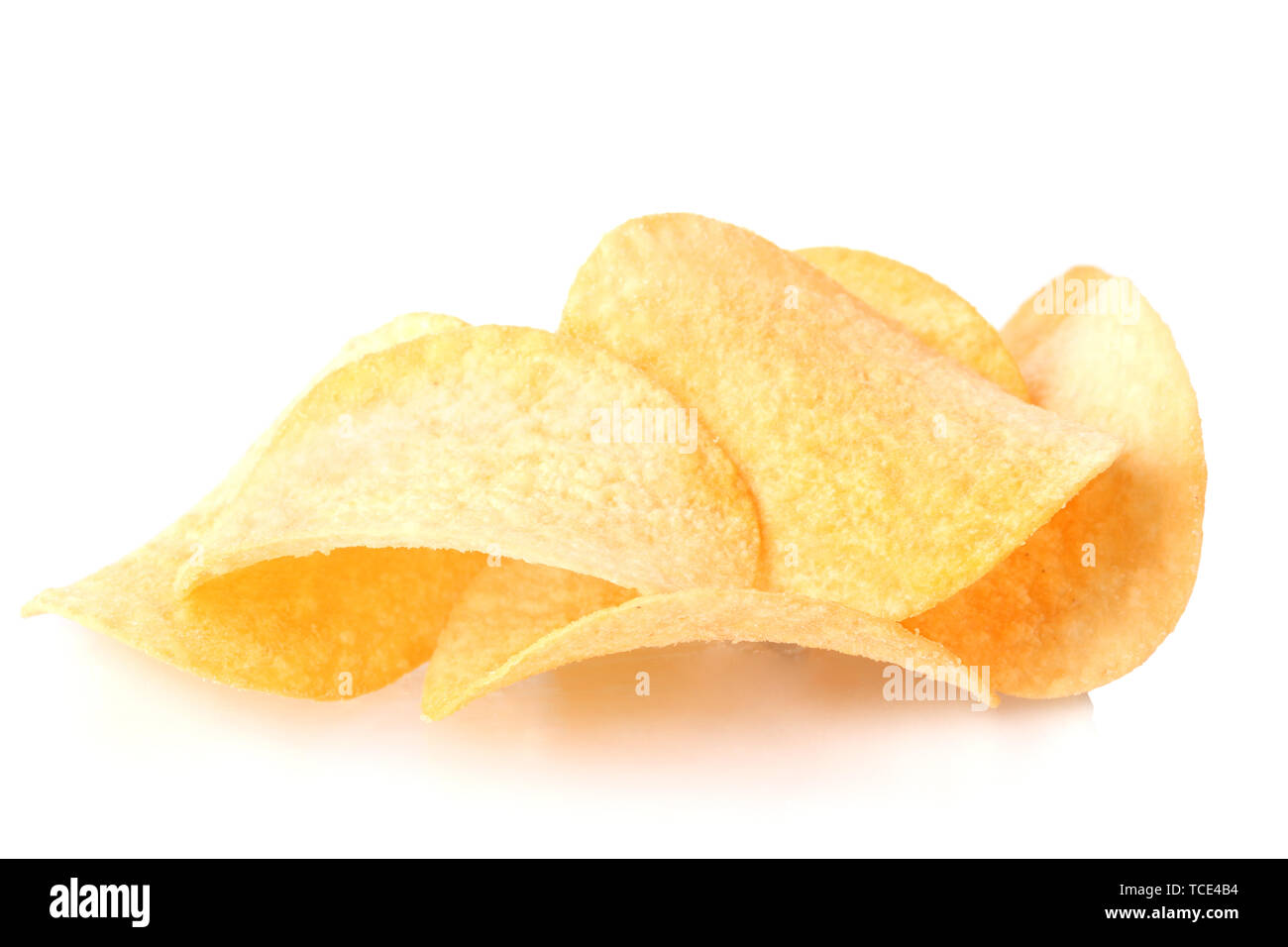Delicious potato chips isolated on white Stock Photo - Alamy
