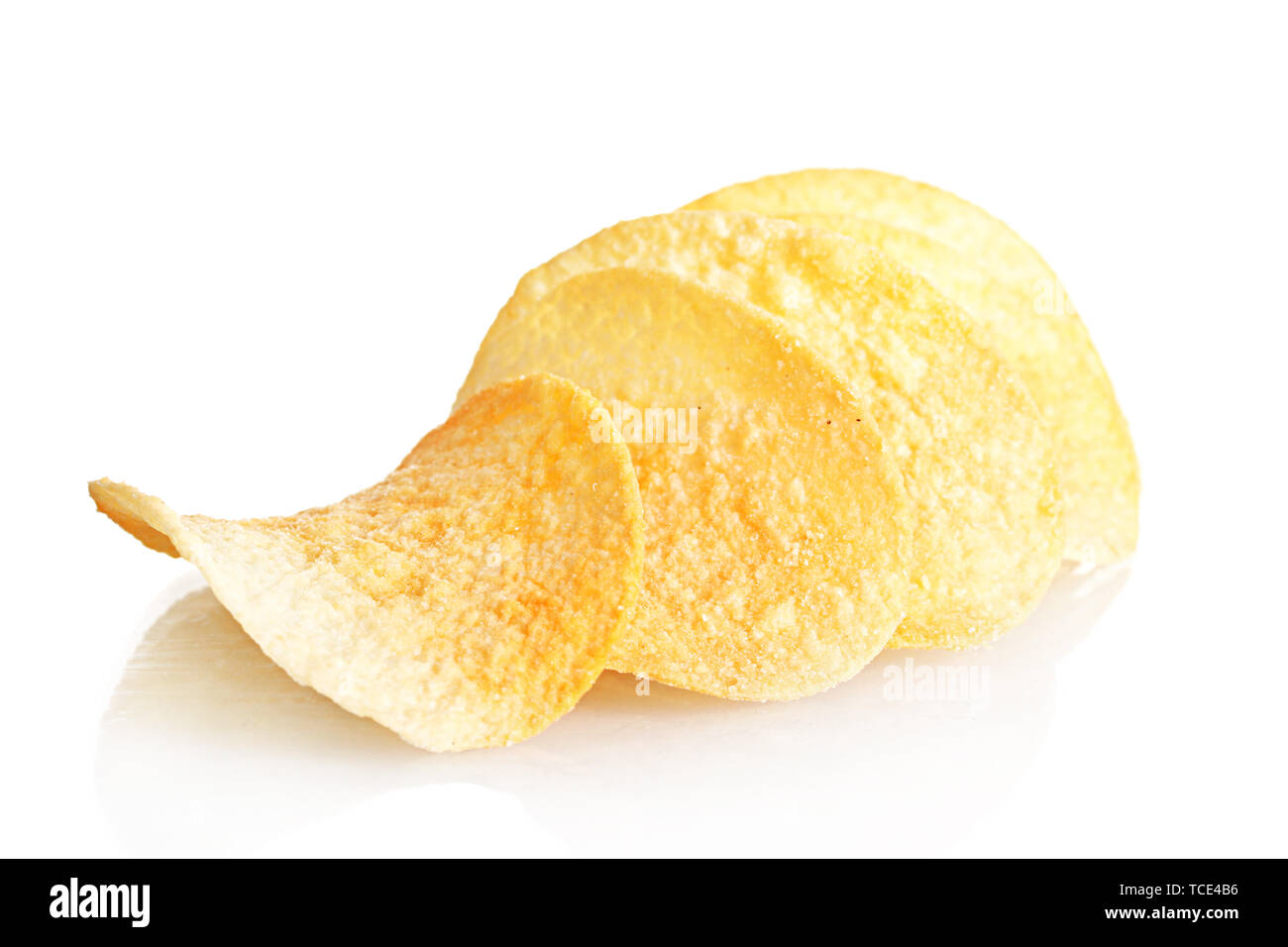 Delicious potato chips isolated on white Stock Photo - Alamy