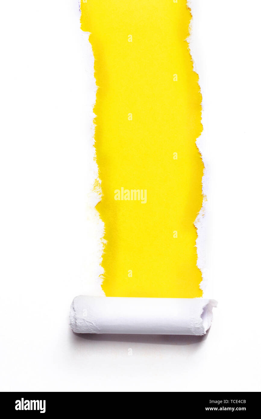 Torn paper with yellow background Stock Photo - Alamy
