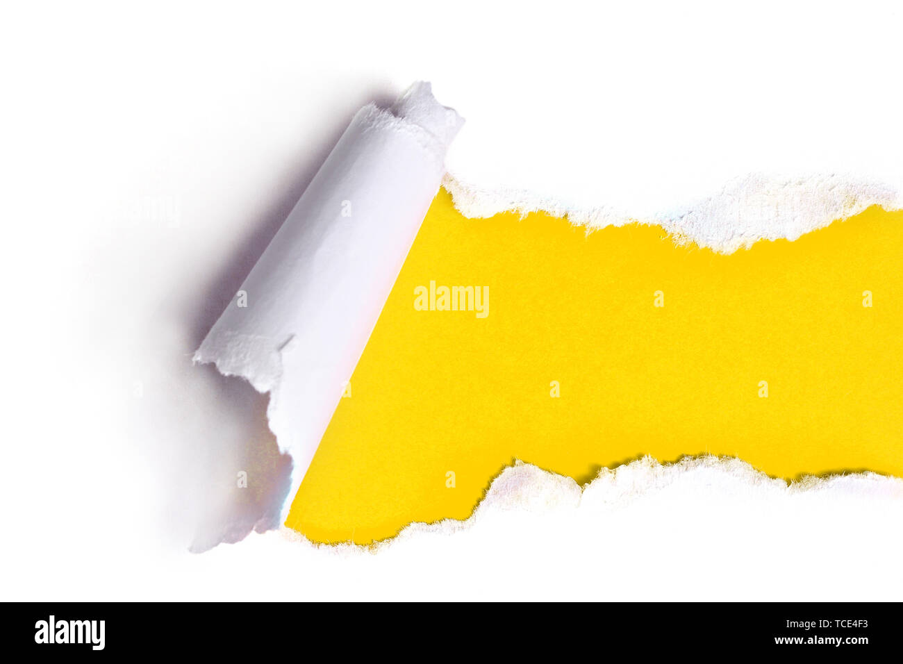 Torn paper with yellow background Stock Photo - Alamy