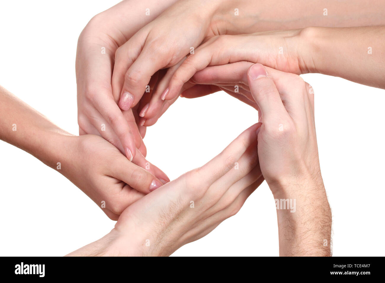 group of young people's hands isolated on white Stock Photo - Alamy