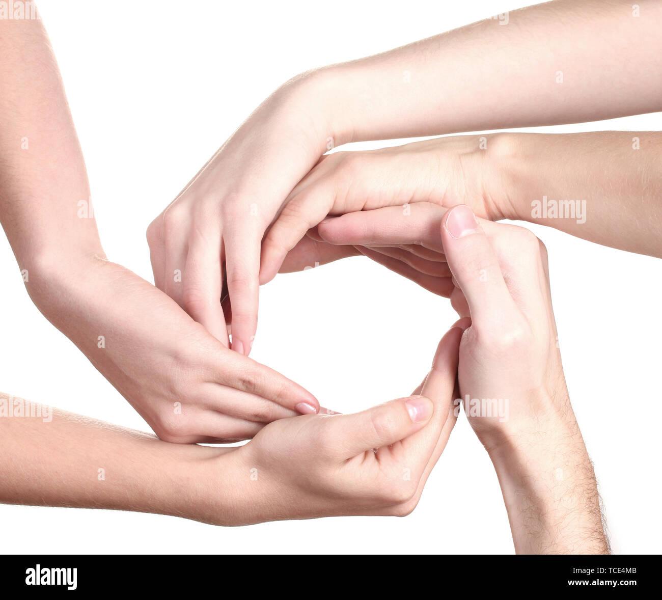 group of young people's hands isolated on white Stock Photo - Alamy
