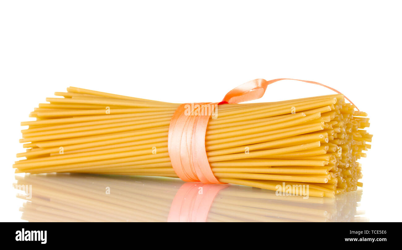 Bunch of spaghetti with ribbon isolated on white Stock Photo - Alamy