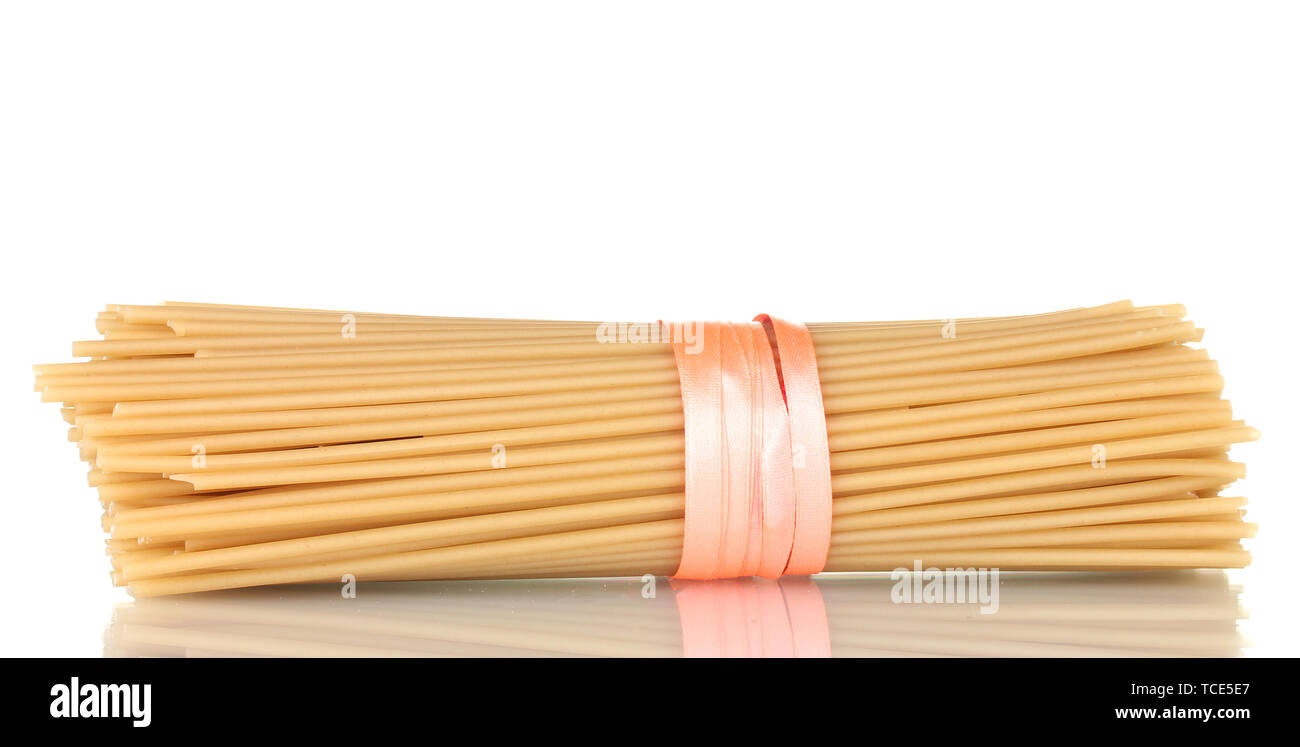 Bunch of spaghetti with ribbon isolated on white Stock Photo - Alamy