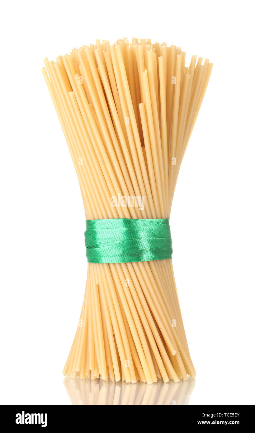 Bunch of spaghetti with ribbon isolated on white Stock Photo - Alamy