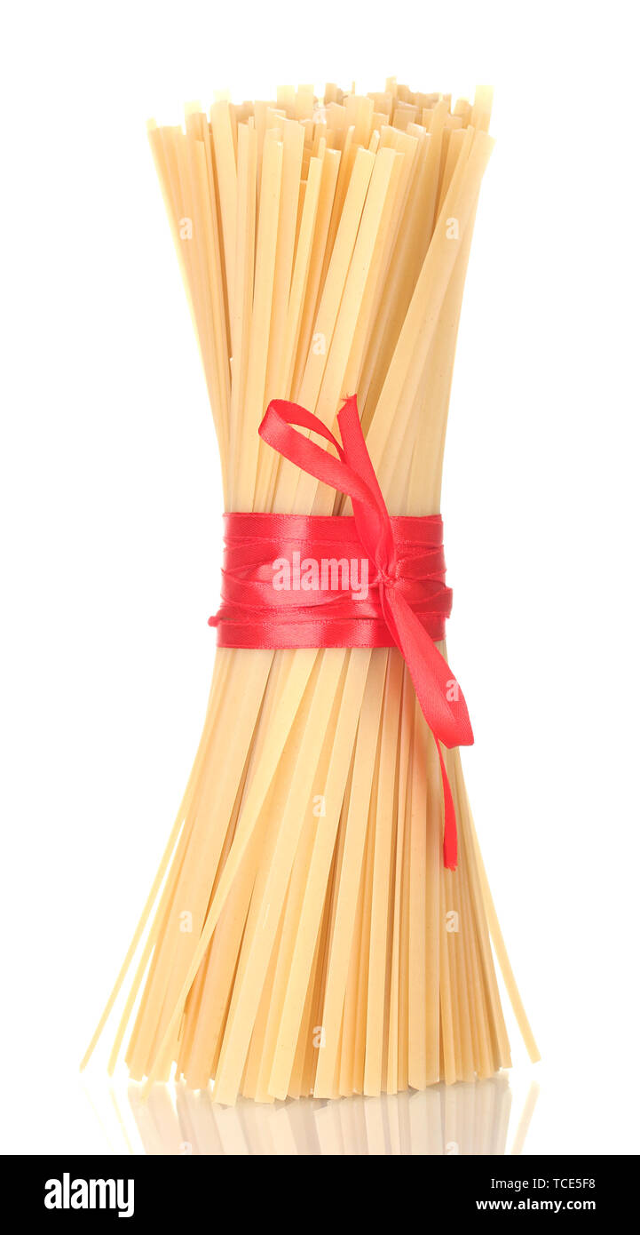 Bunch of spaghetti with ribbon isolated on white Stock Photo - Alamy