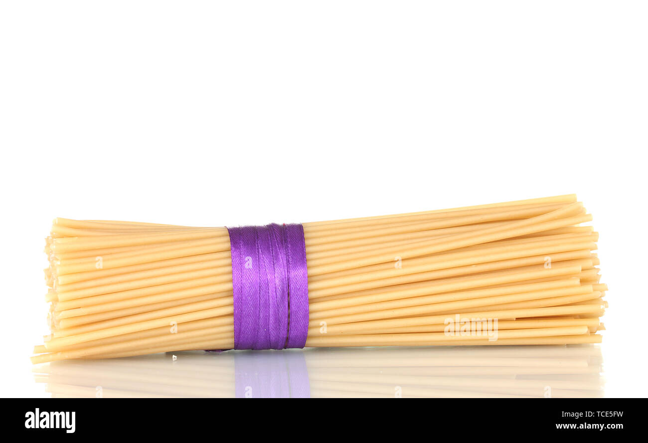 Bunch of spaghetti with ribbon isolated on white Stock Photo - Alamy